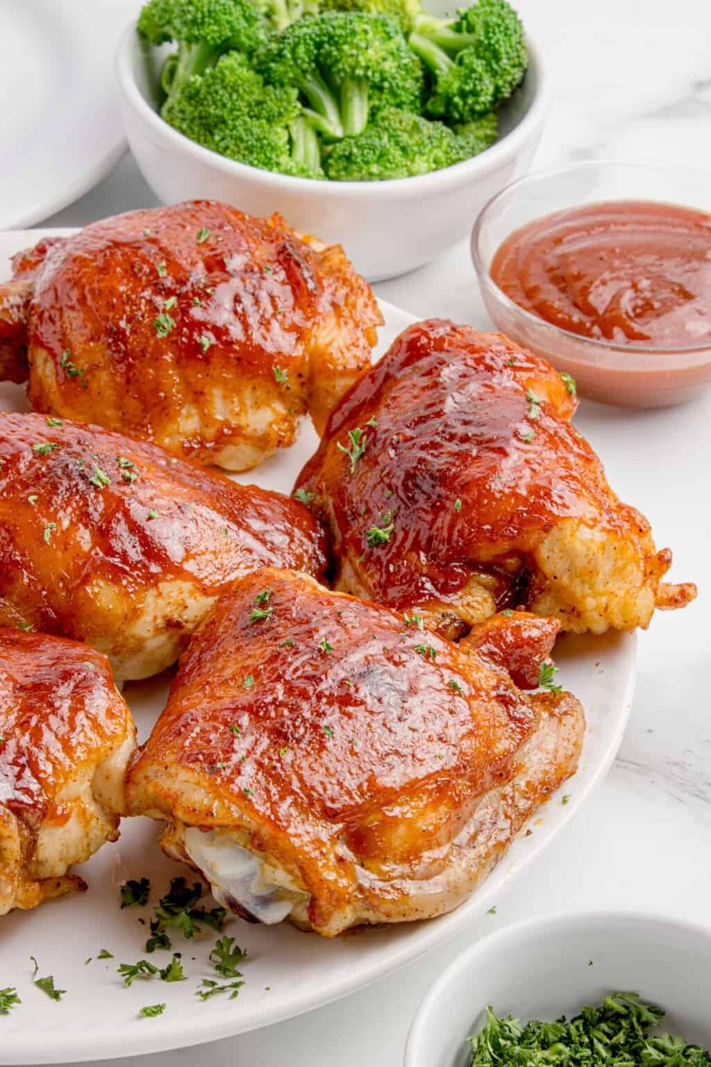 Sticky Baked BBQ Chicken Thighs (One Sheet Pan!)